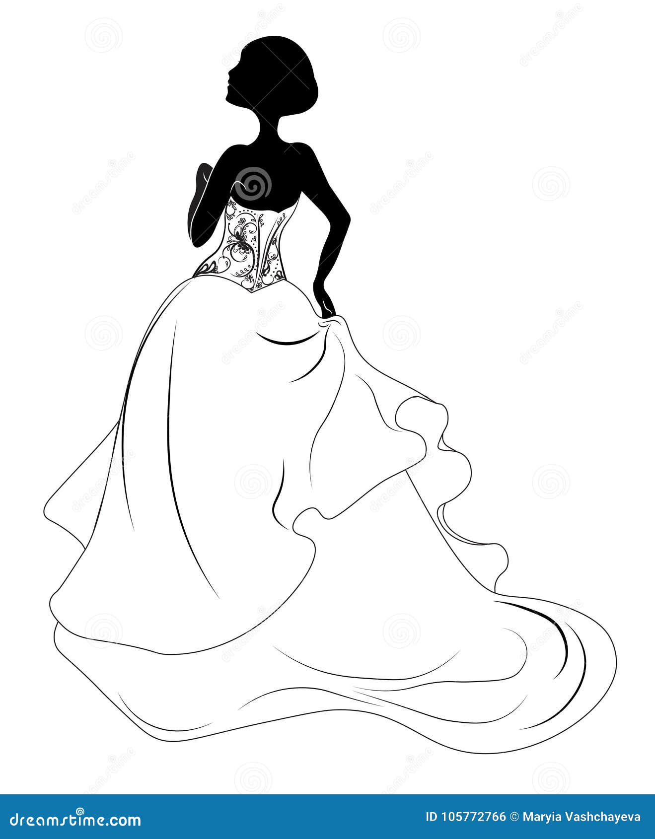 Bruid vector illustratie. Illustration of zwart, liefde - 105772766