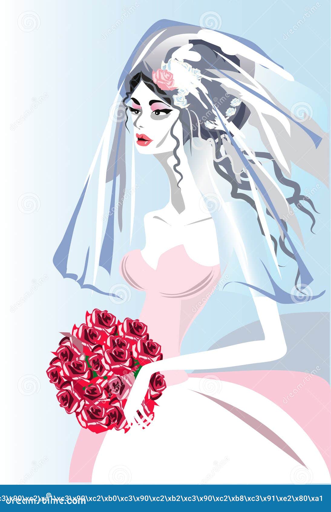 Bruid vector illustratie. Illustration of meisje, roos - 13768911