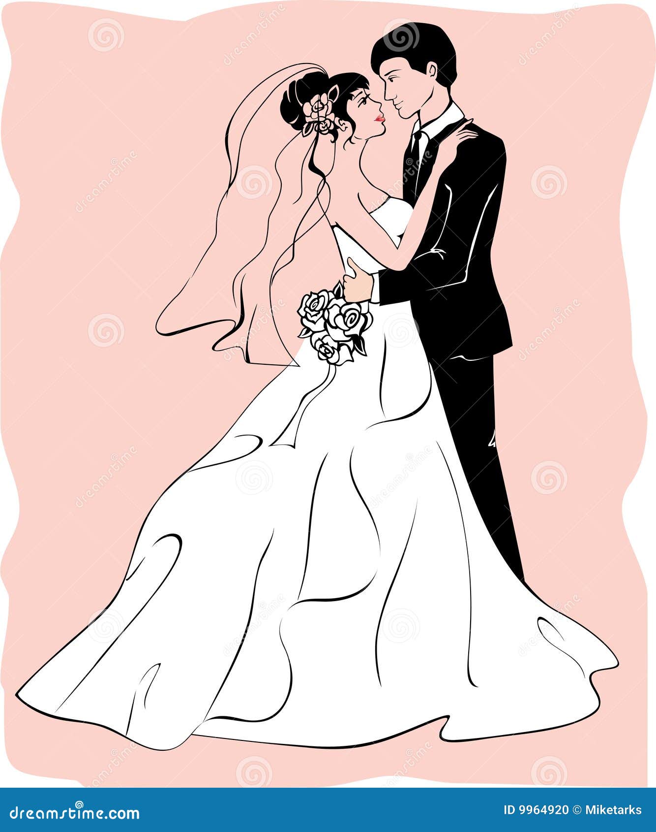 Bruid en bruidegom vector illustratie. Illustration of bruid - 9964920