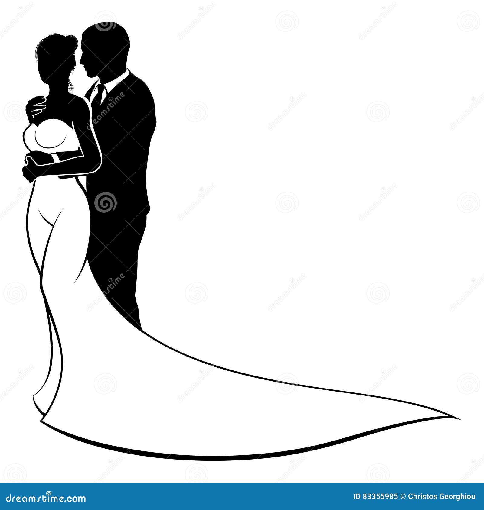 Bruid En Bruidegom Wedding Silhouette Vector Illustratie - Illustration ...