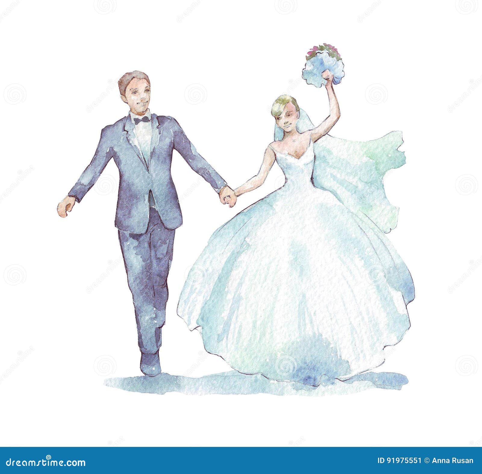 Bruidegom en bruid op wit stock illustratie. Illustration of ...