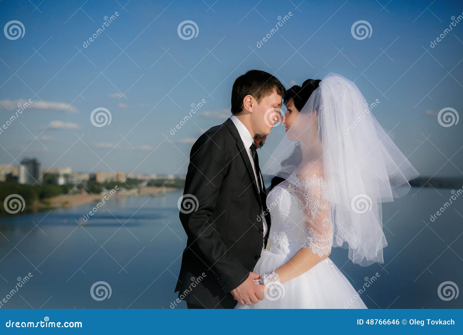 Bruidegom En Bruid Tijdens Gang Stock Foto - Image of paar, wolken ...