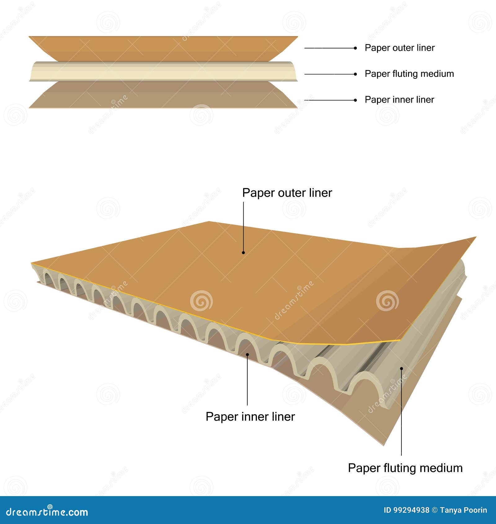 Bruin Karton Met Al Detail Op Wit Vector Illustratie - Illustration of ...