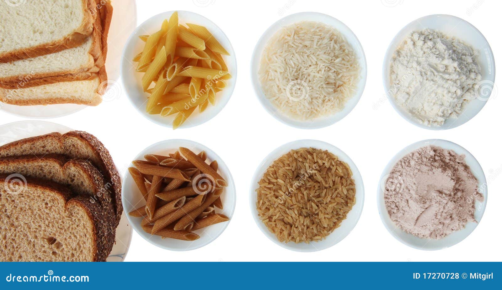 Bruin Versus Wit: Brood, Deegwaren, Rijst En Bloem Stock Foto - Image ...