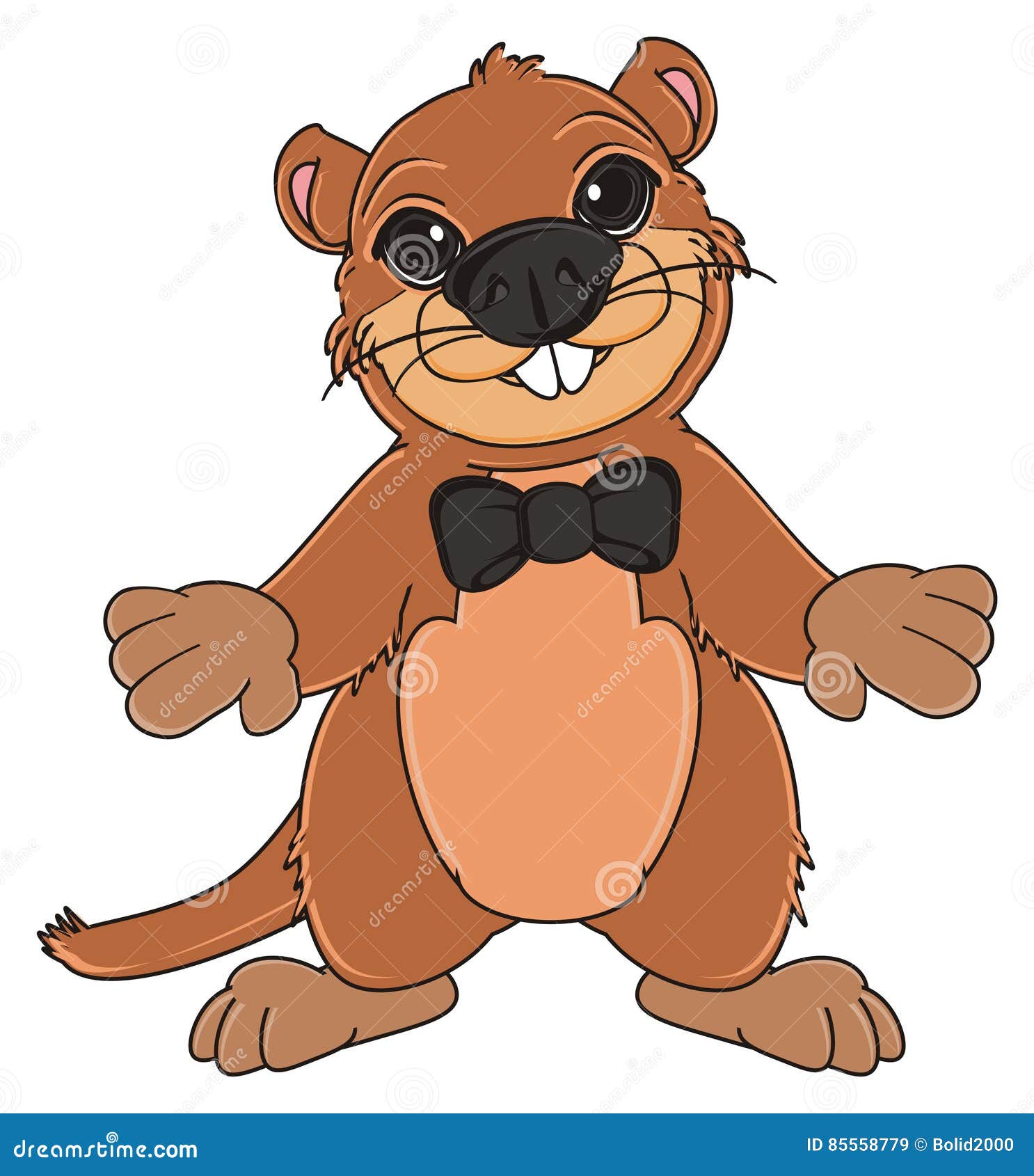 Bruine groundhog met boog stock illustratie. Illustration of marmot ...