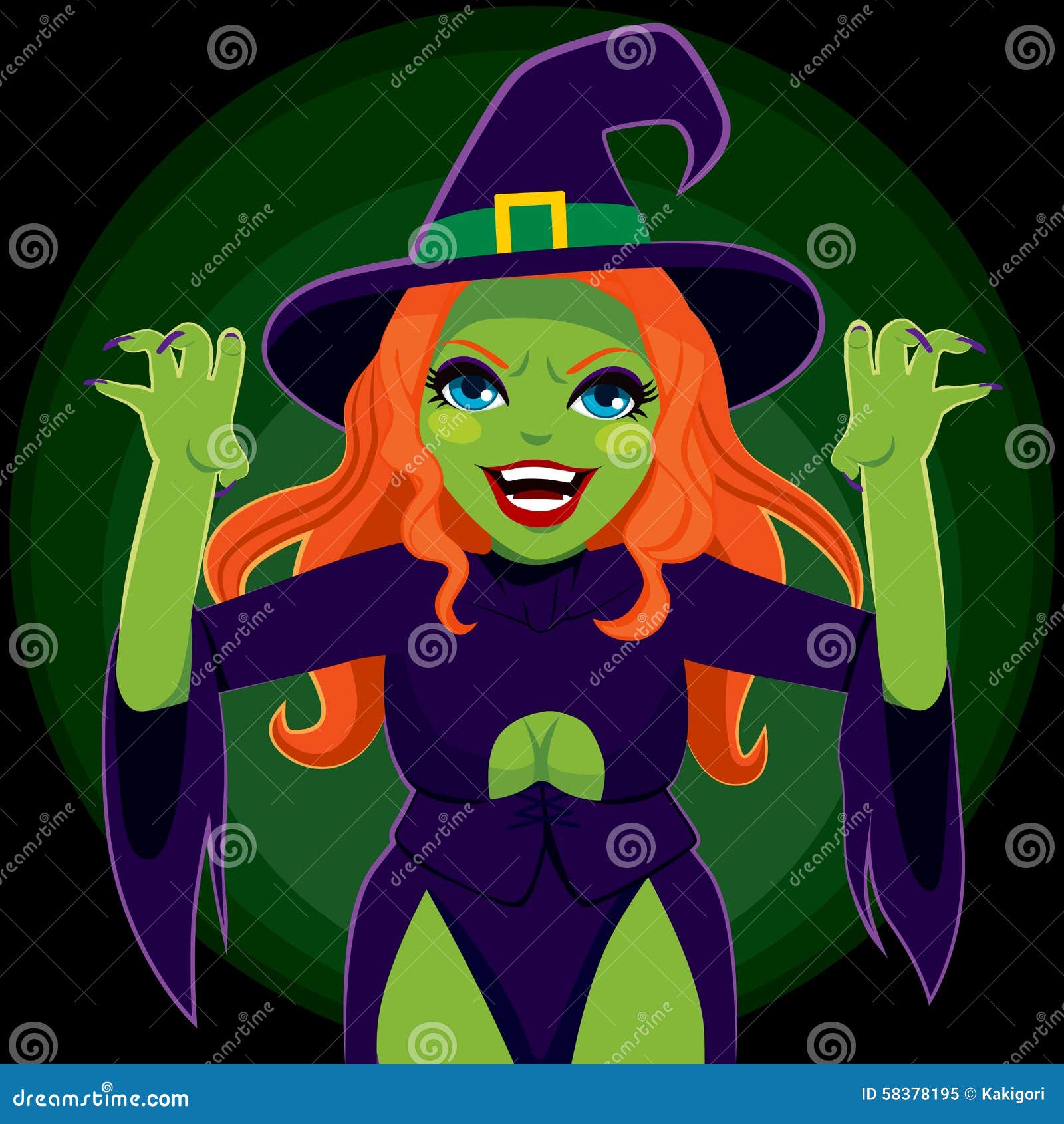 Bruja verde asustadiza ilustración del vector. Ilustración de rojo ...