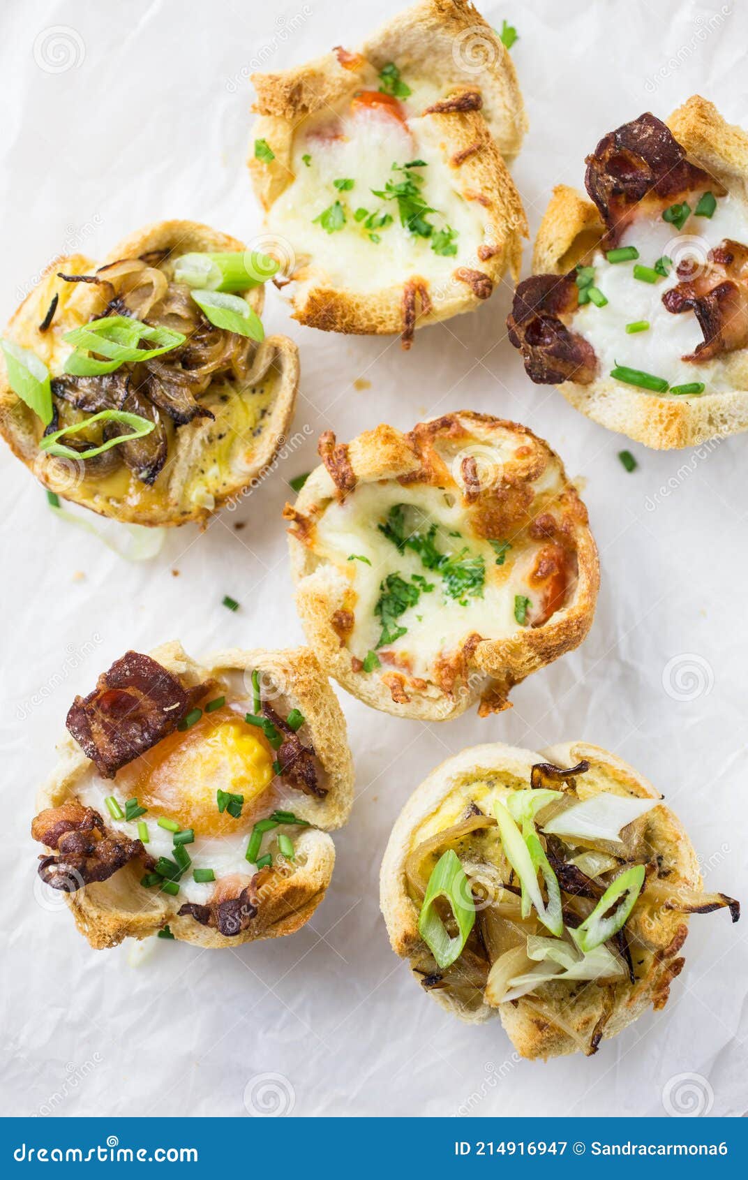 Little Bread Cups Filled with Different Fillings Stock Image - Image of ...