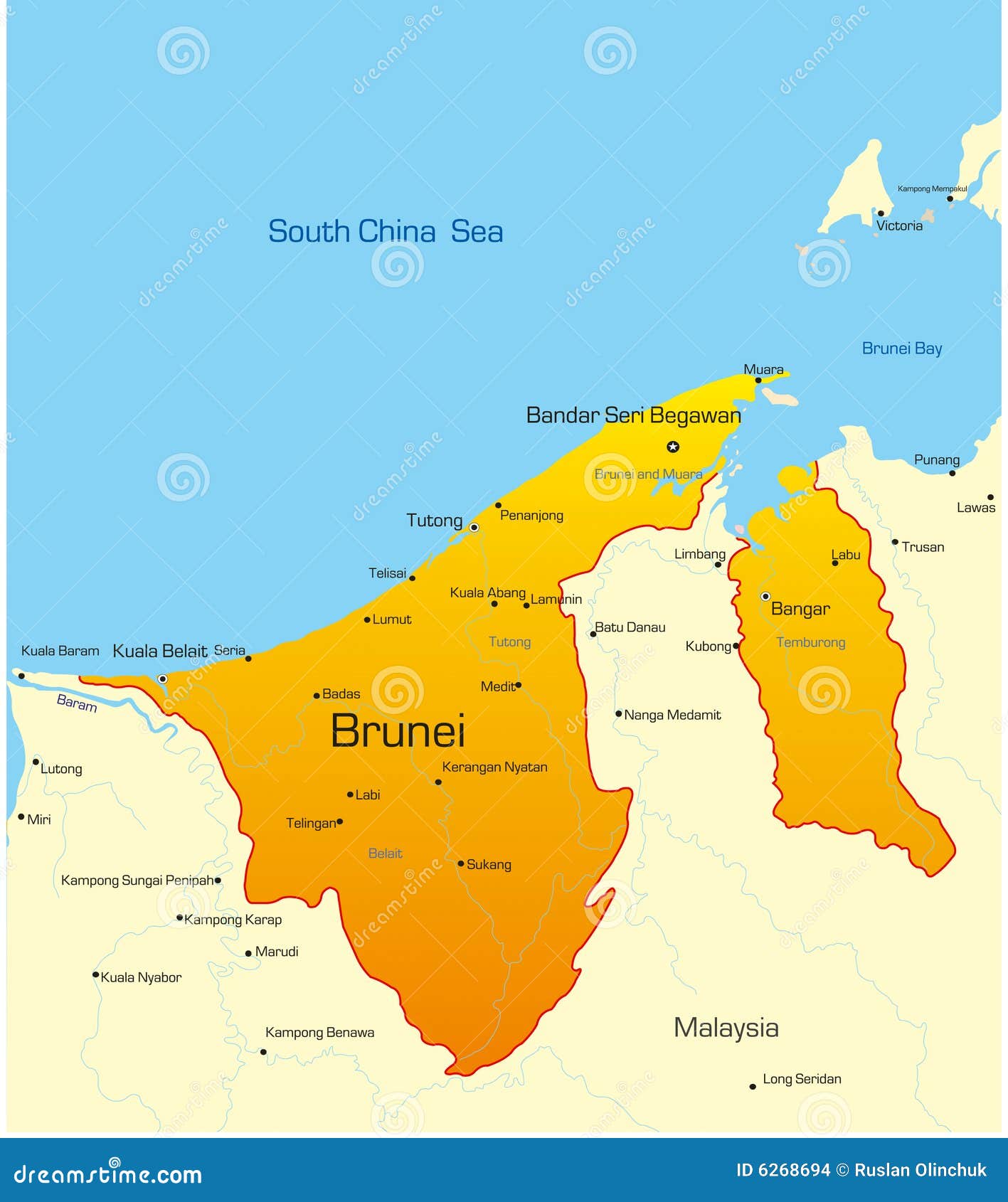 Map Of Brunei. Cartoon Vector | CartoonDealer.com #222151345