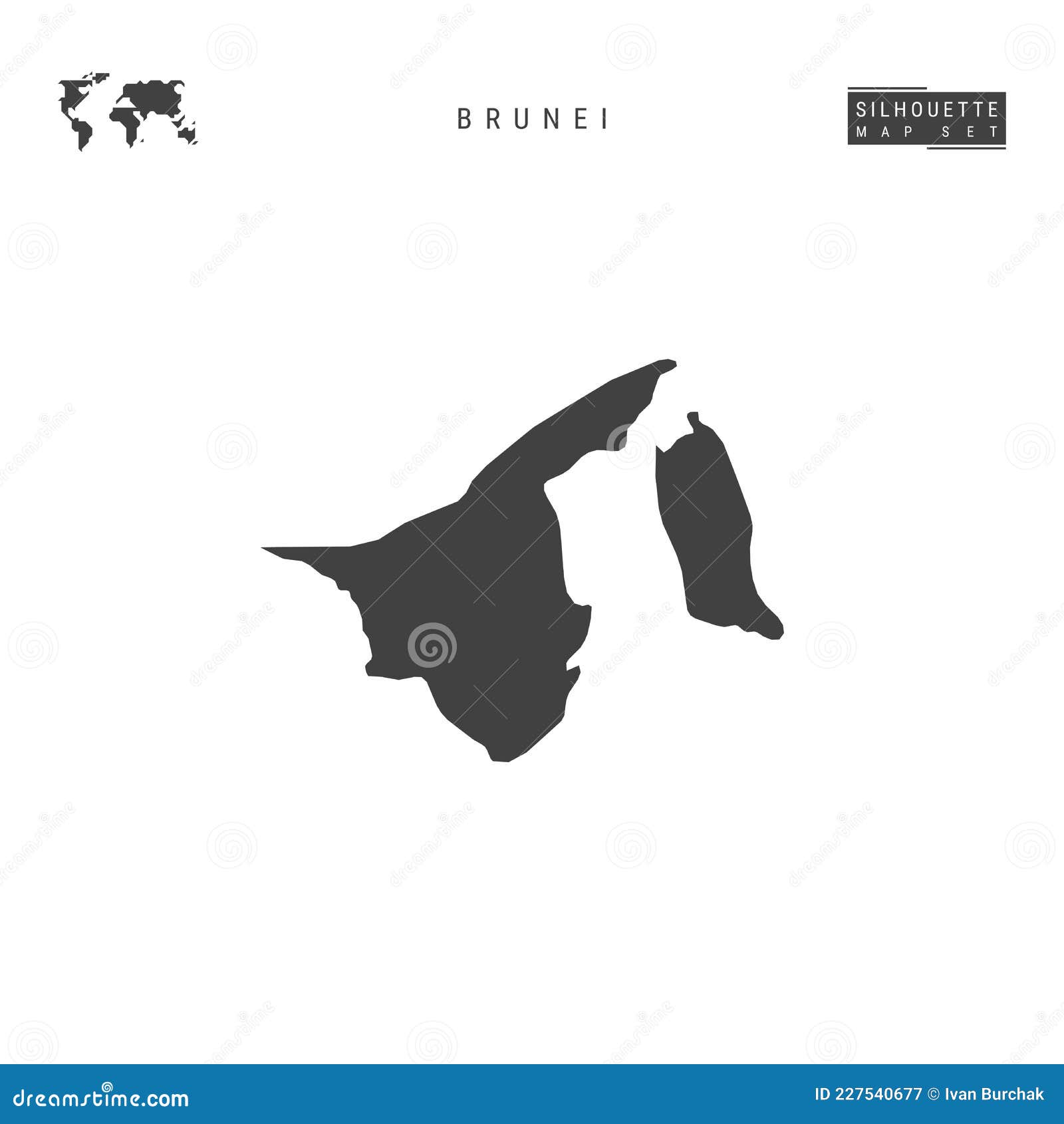 Brunei Vector Map Isolated on White Background. High-Detailed Black ...