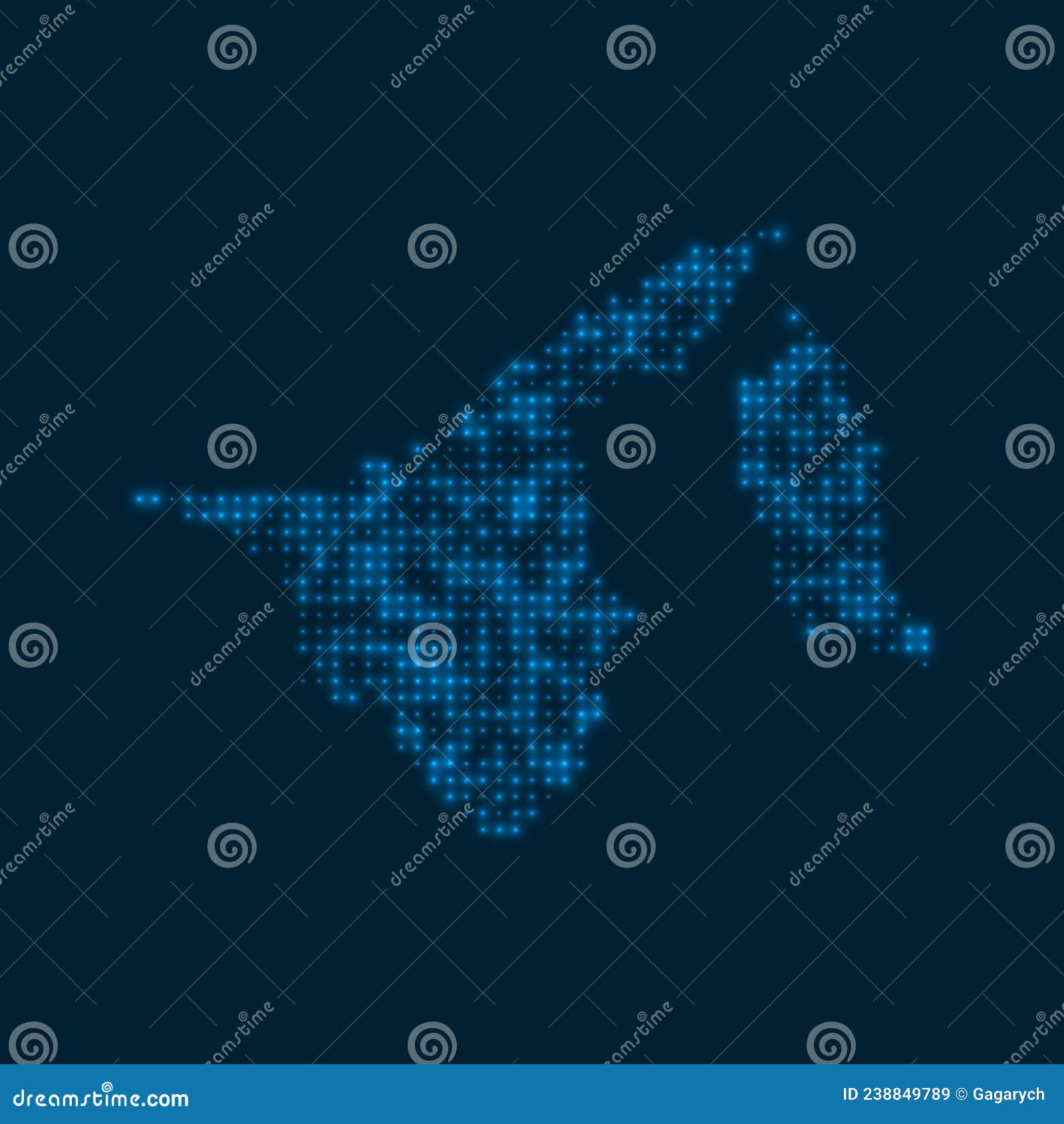Glowing Map Of Brunei Darussalam, Modern Blue Outline Map Stock Photo ...