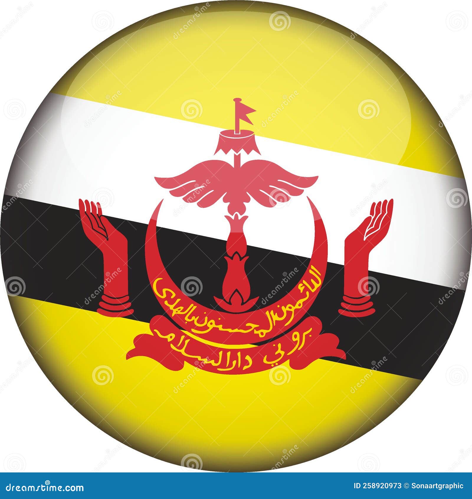 Brunei Darusallam Flag 3d Round Stock Vector - Illustration of cartoon ...