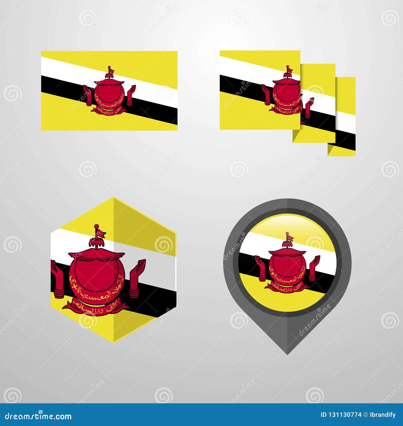 Brunei Flag Design Set Vector Stock Vector - Illustration of label ...