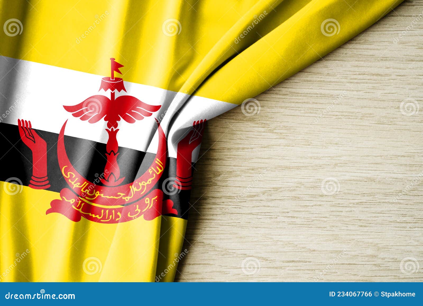 Brunei Flag. Fabric Pattern Flag of Brunei. 3d Illustration Stock Photo ...