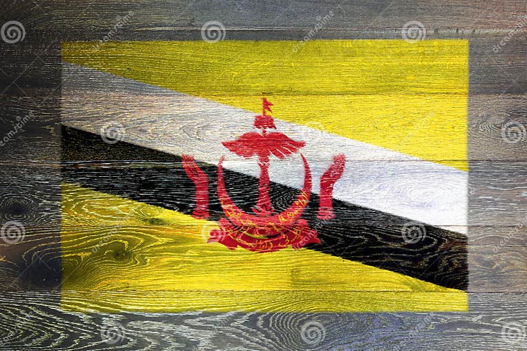Brunei Flag on Rustic Old Wood Surface Background Stock Photo - Image ...