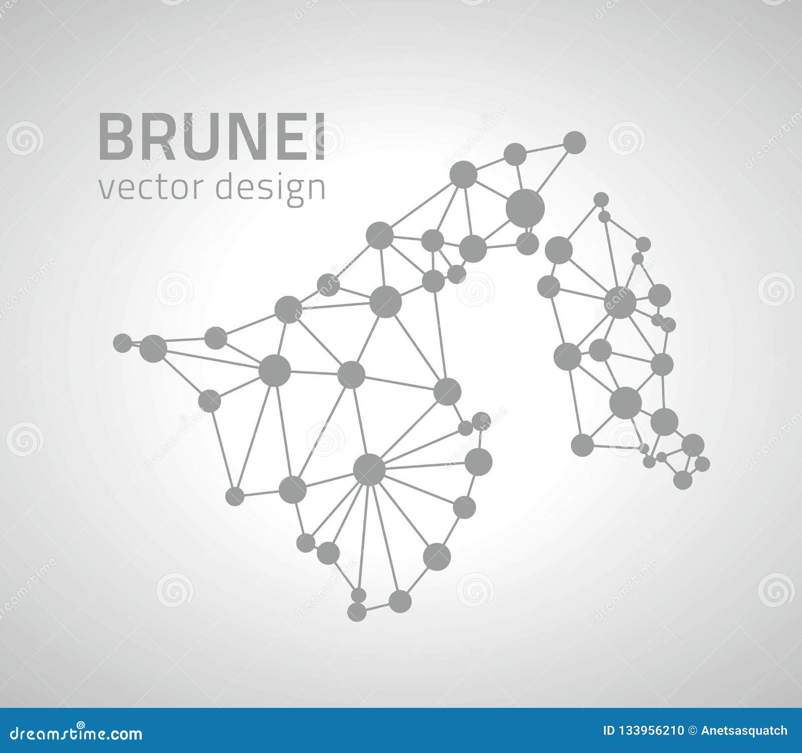 Brunei Vector Dot Grey Outline Triangle Perspective Modern Map ...