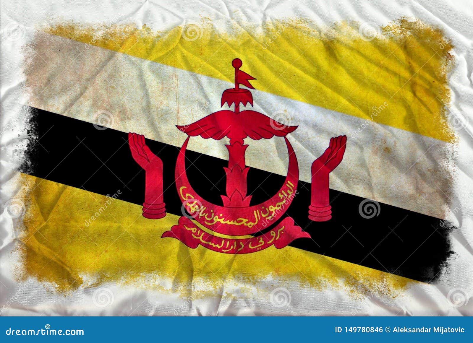 Brunei Old Map With Grunge And Crumpled Paper. Vector Illustration ...