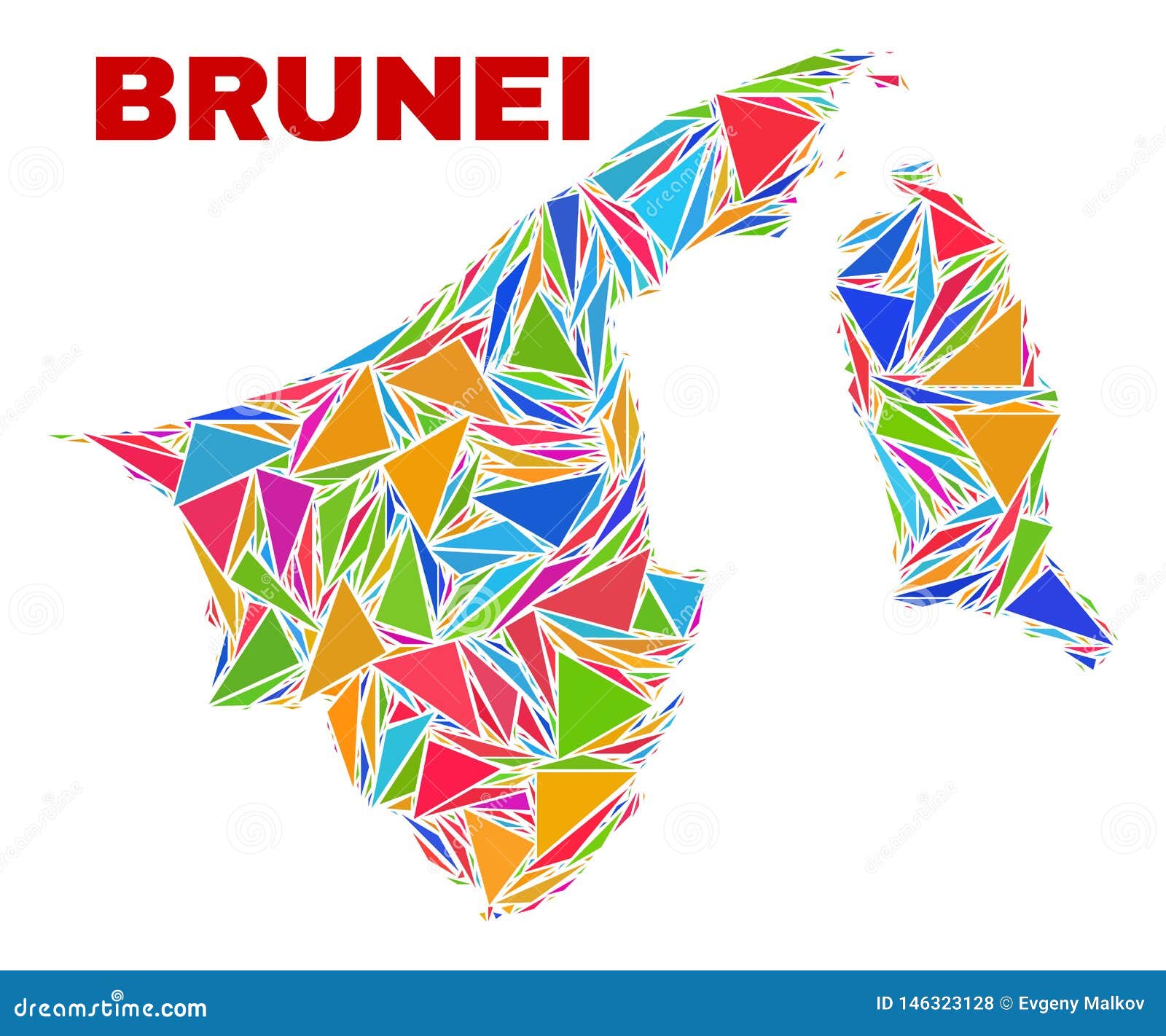 Brunei Map - Mosaic of Color Triangles Stock Vector - Illustration of ...