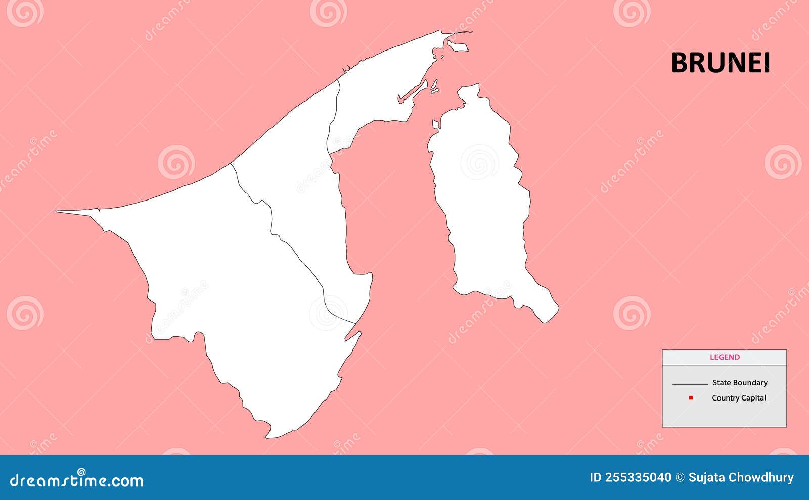 Brunei Map. Outline State Map of Brunei Stock Illustration ...