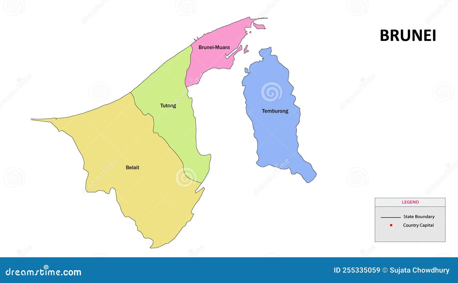 Brunei Map. State and District Map of Brunei Stock Vector ... Brunei Map. State and District Map of Brunei Stock Vector ...