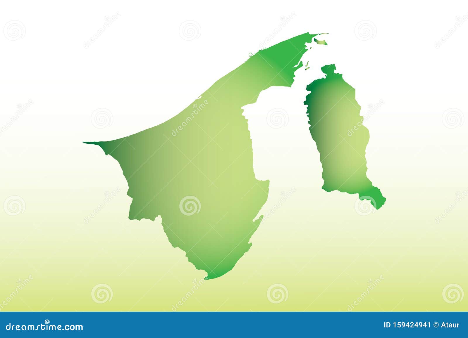 Brunei Map Using Green Color with Dark and Light Effect Vector on Light ...