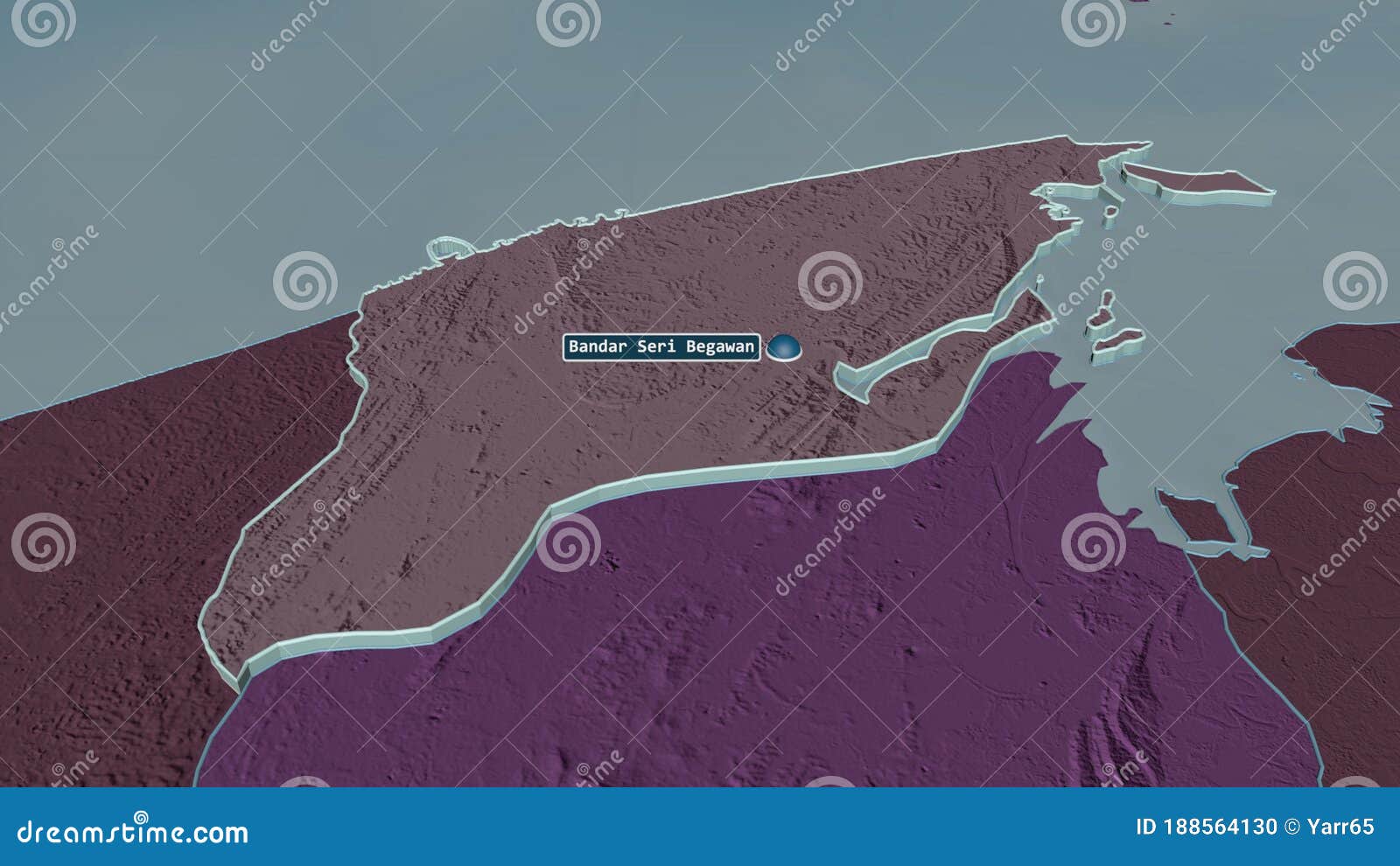 Brunei and Muara, Brunei - Extruded with Capital. Administrative Stock ...
