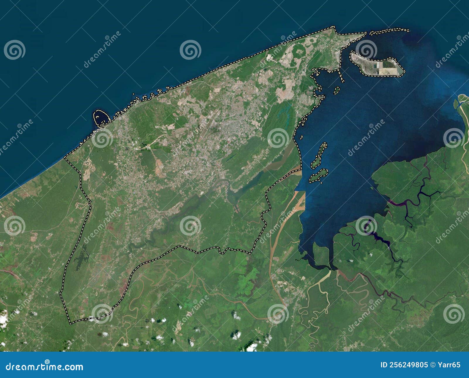 Brunei and Muara, Brunei. High-res Satellite. No Legend Stock ...