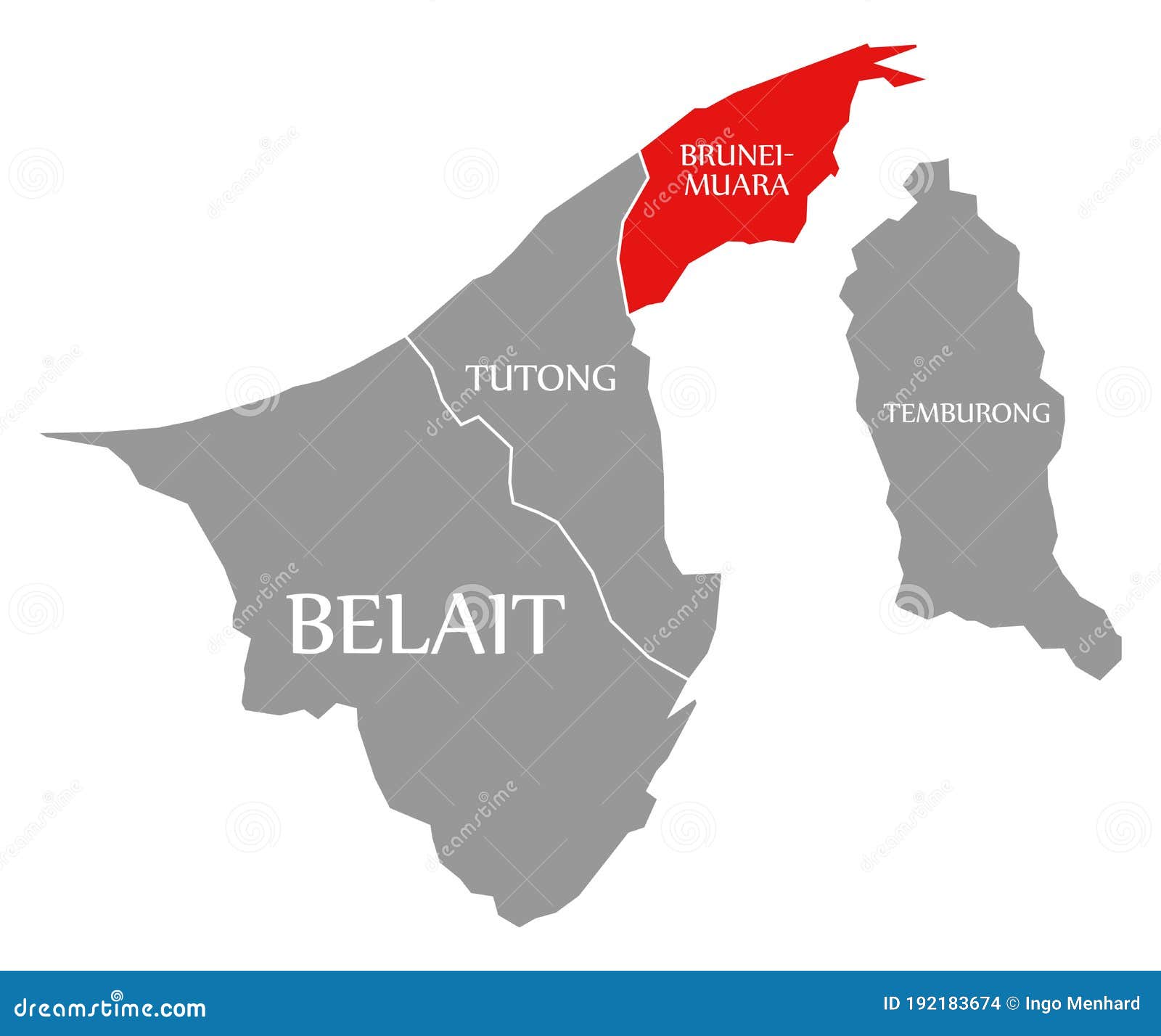 Brunei Muara Red Highlighted in Map of Brunei Stock Illustration ...