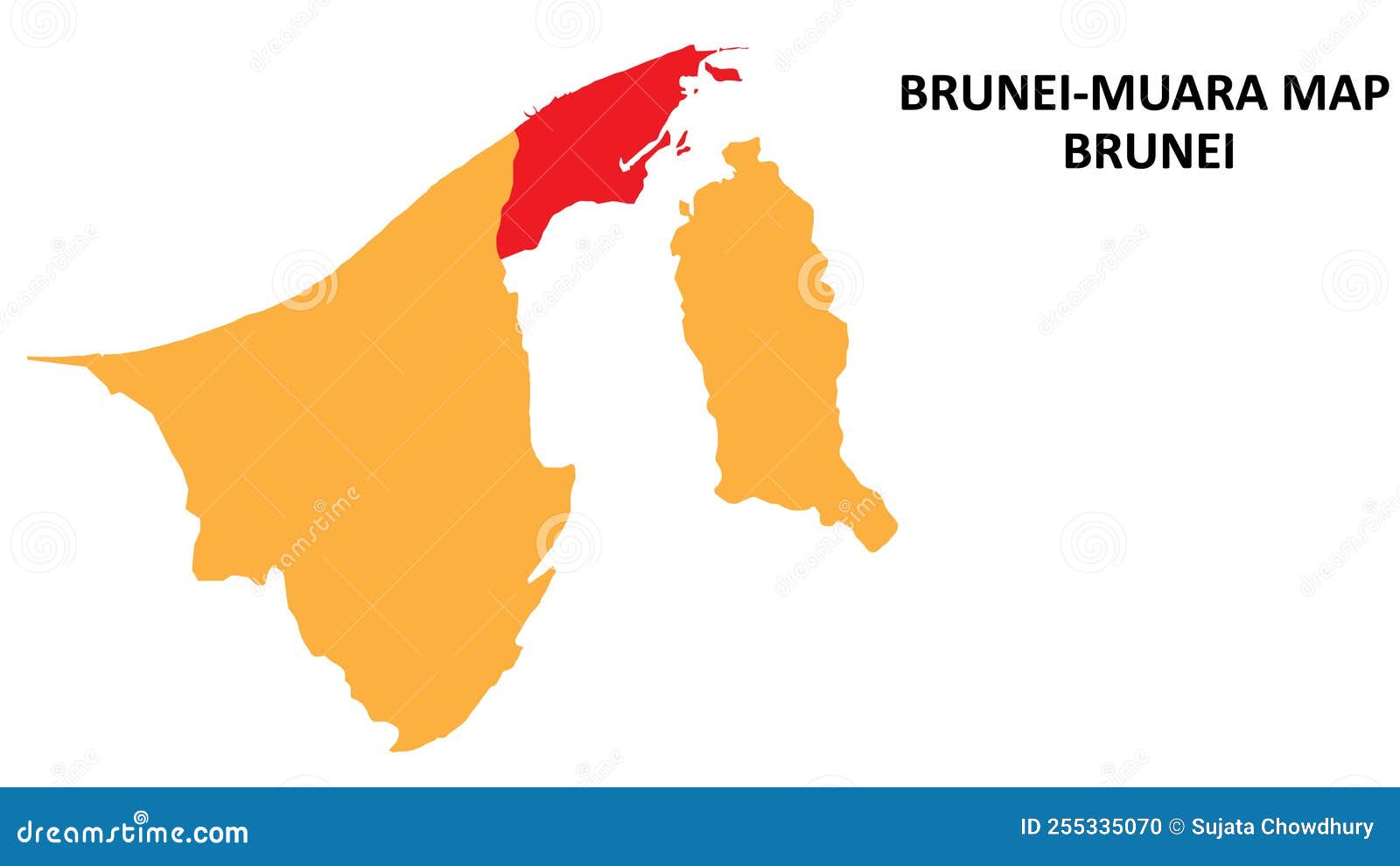 Brunei Muara State And Regions Map Highlighted On Brunei Map Vector ...