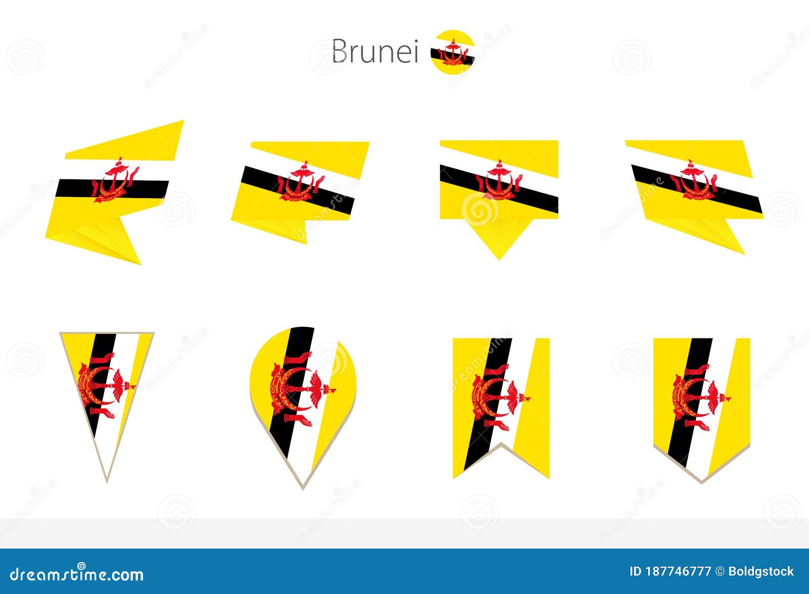 Brunei National Flag Collection, Eight Versions of Brunei Vector Flags ...