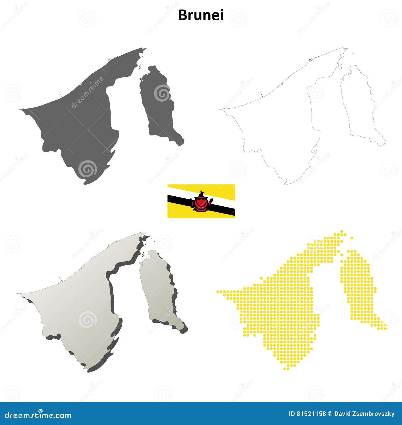 Brunei Outline Map Vector Illustration | CartoonDealer.com #105511412