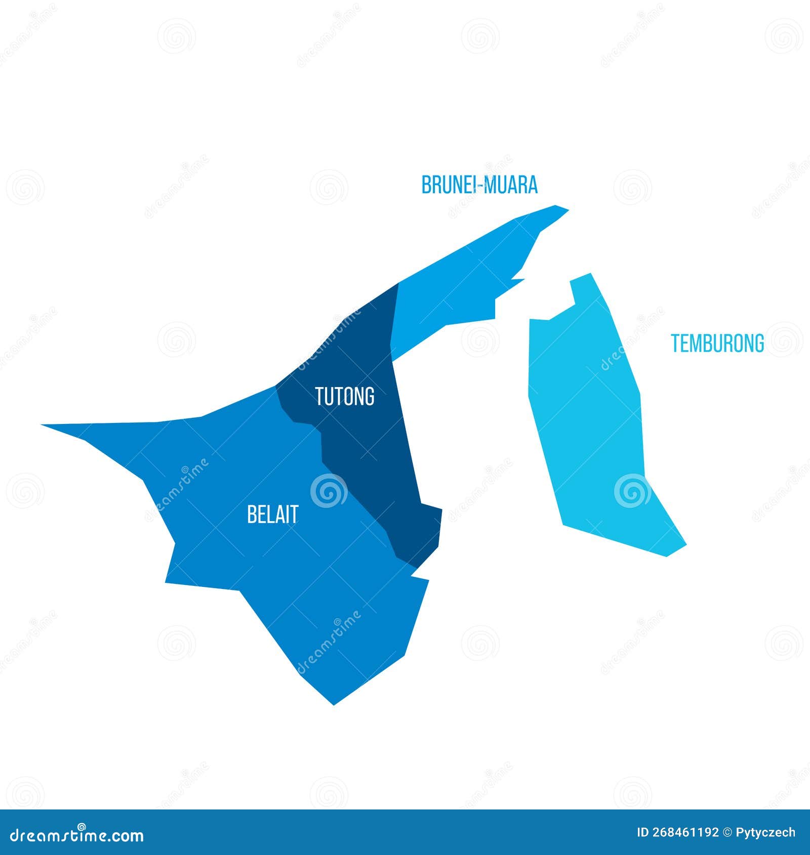 Brunei Political Map of Administrative Divisions Stock Vector ...