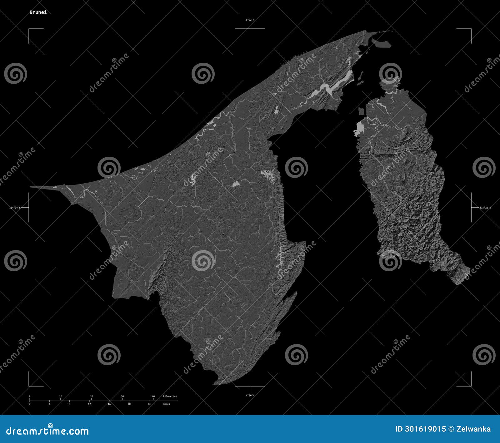 Brunei Shape On Black. Topo Standard Royalty-Free Stock Photography ...