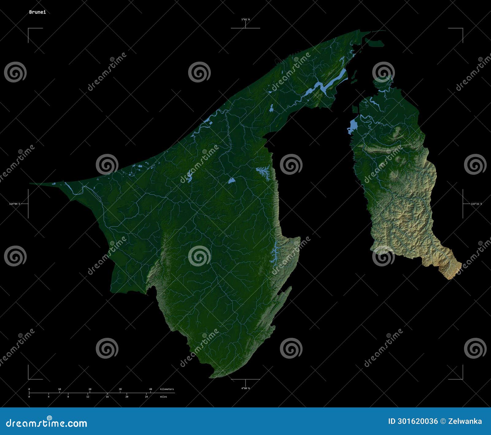 Brunei Shape On Black. Topo Standard Royalty-Free Stock Photography ...