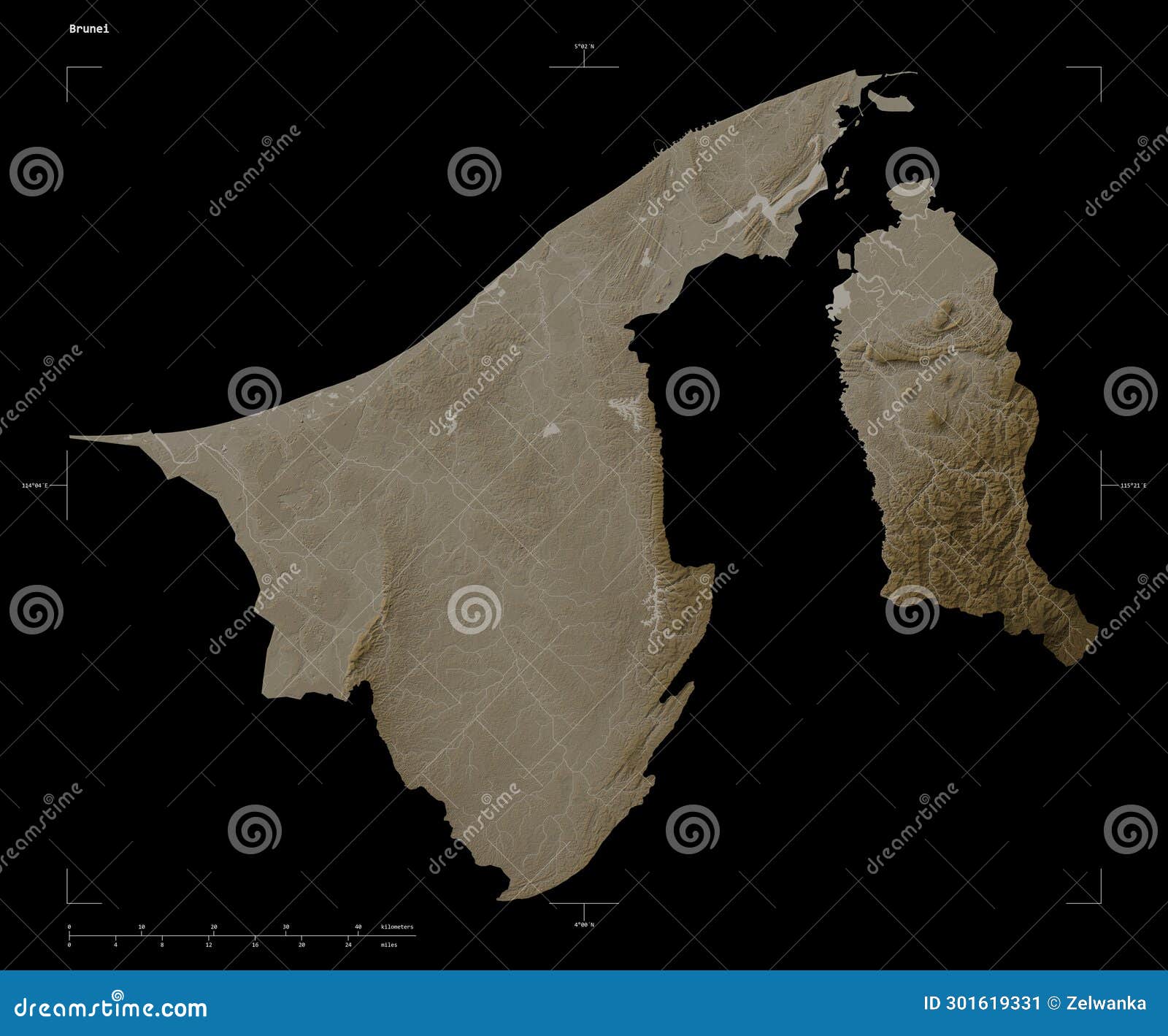 Brunei Black And White Country Border Map Logo Design Vector ...