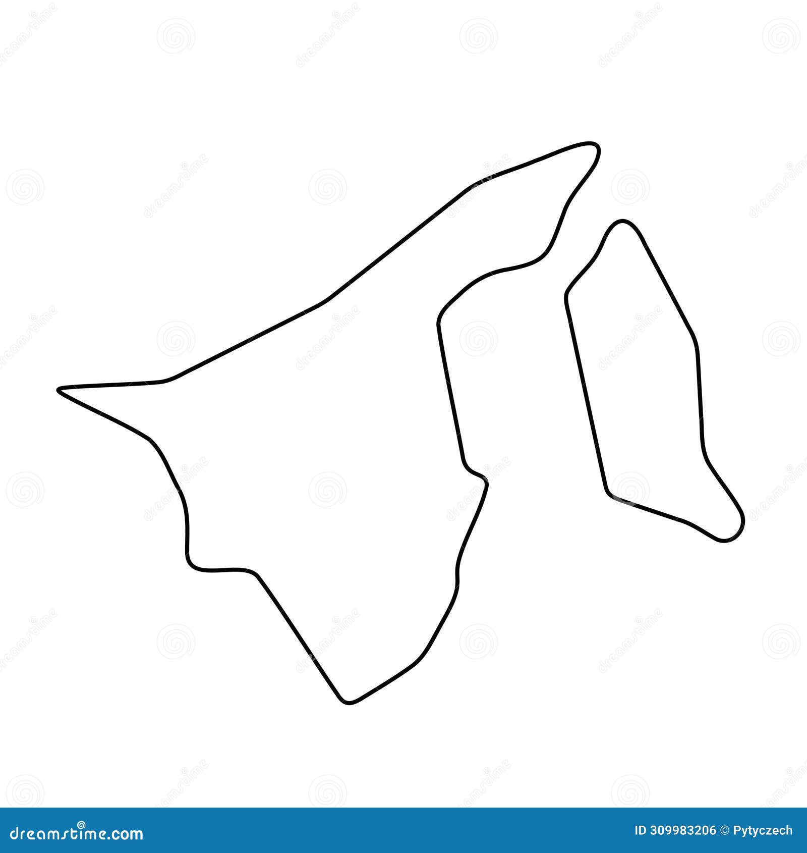 Brunei Simplified Vector Outline Map Stock Vector - Illustration of ...