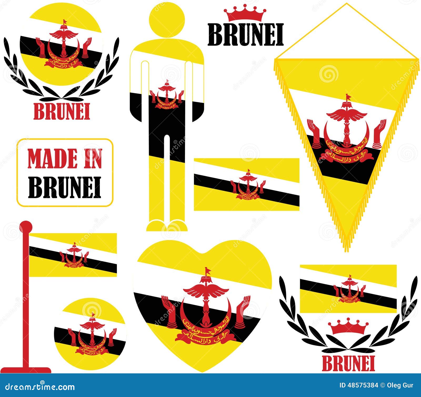 Brunei stock vector. Illustration of emblem, travel, abstract - 48575384