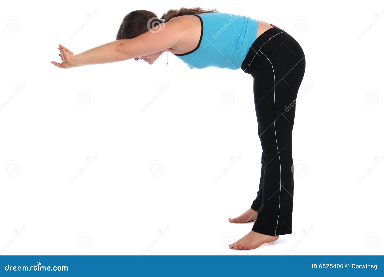 Brunet Sport Girl Bend Forward Sideview Stock Photo - Image of clothing ...