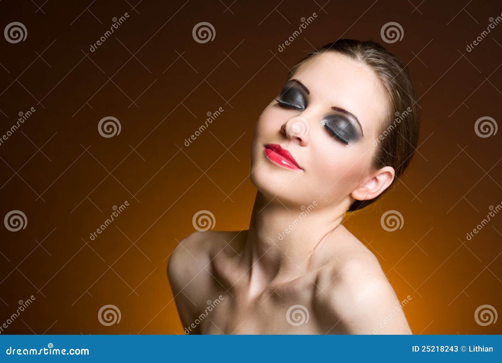 Brunette Beauty in Heavy Makeup. Stock Image - Image of decadent ...