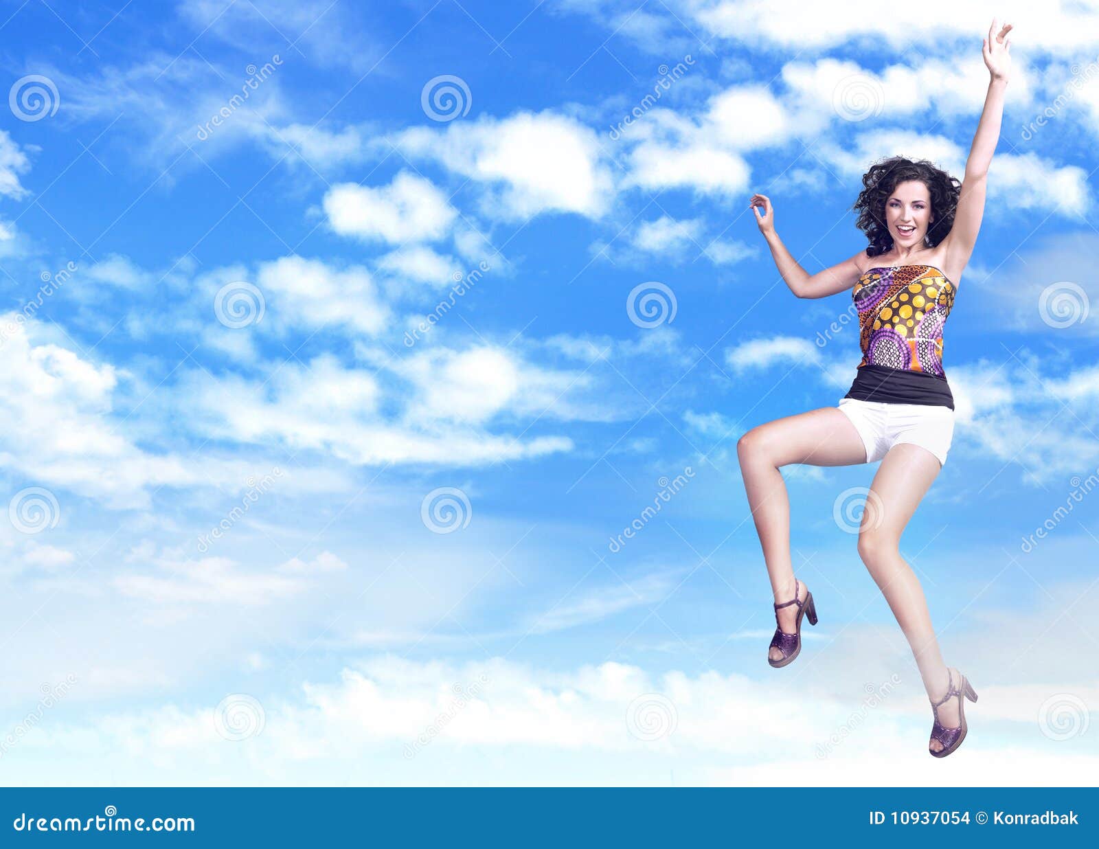 Brunette beauty jumping stock photo. Image of happiness - 10937054