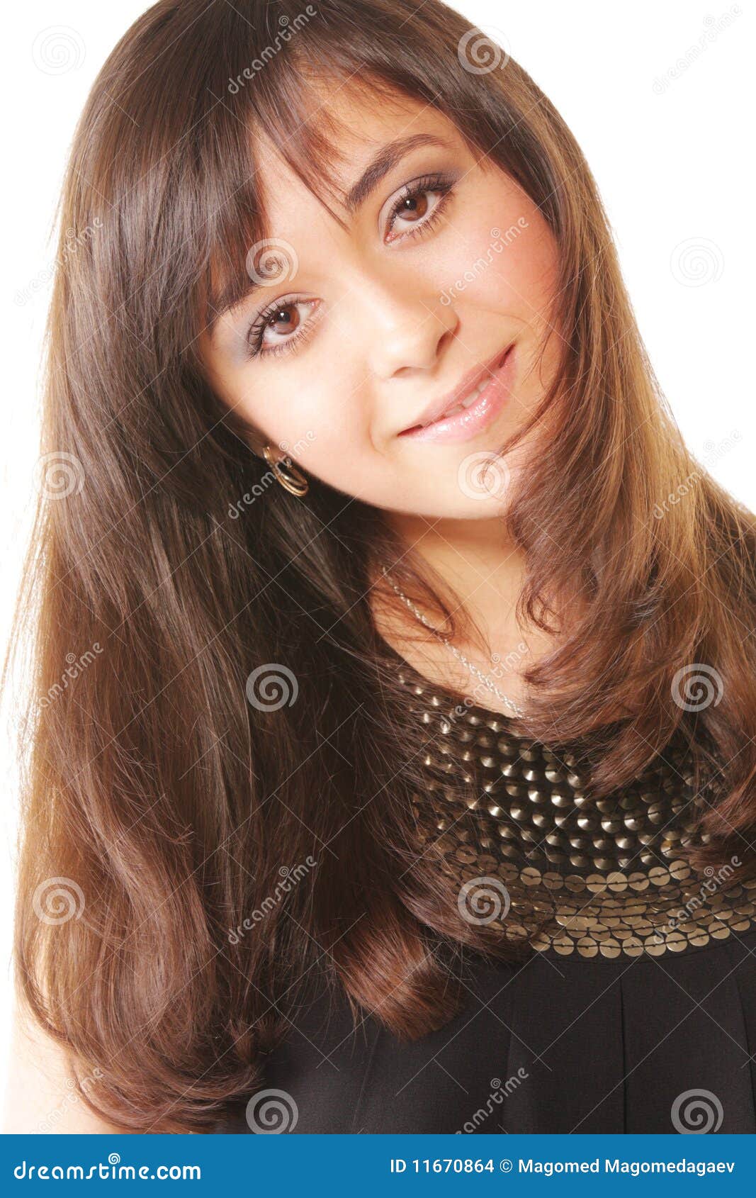 Brunette Bending Head Right Stock Photo - Image of bending, vertical ...