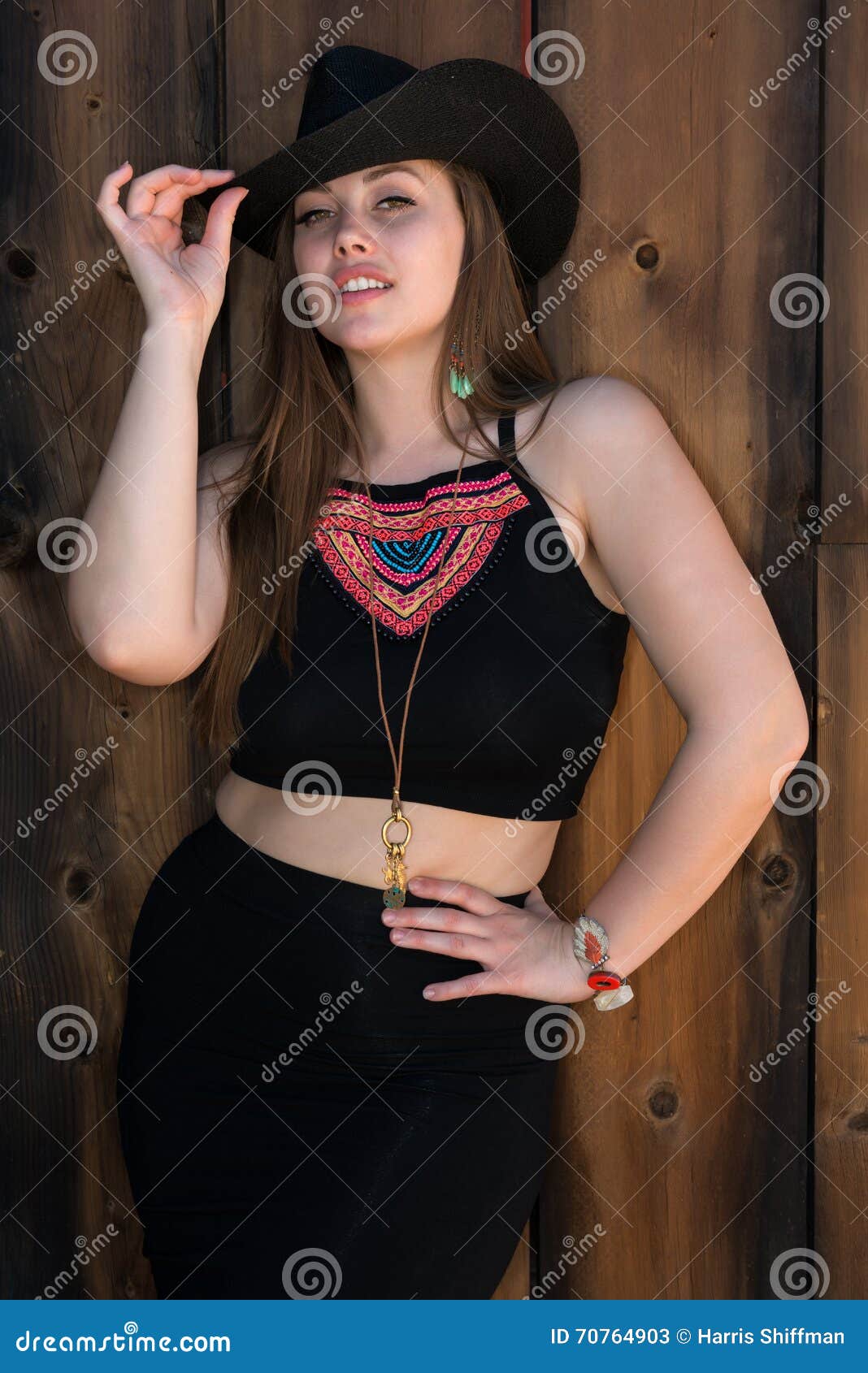 Brunette in black stock image. Image of girl, beauty - 70764903