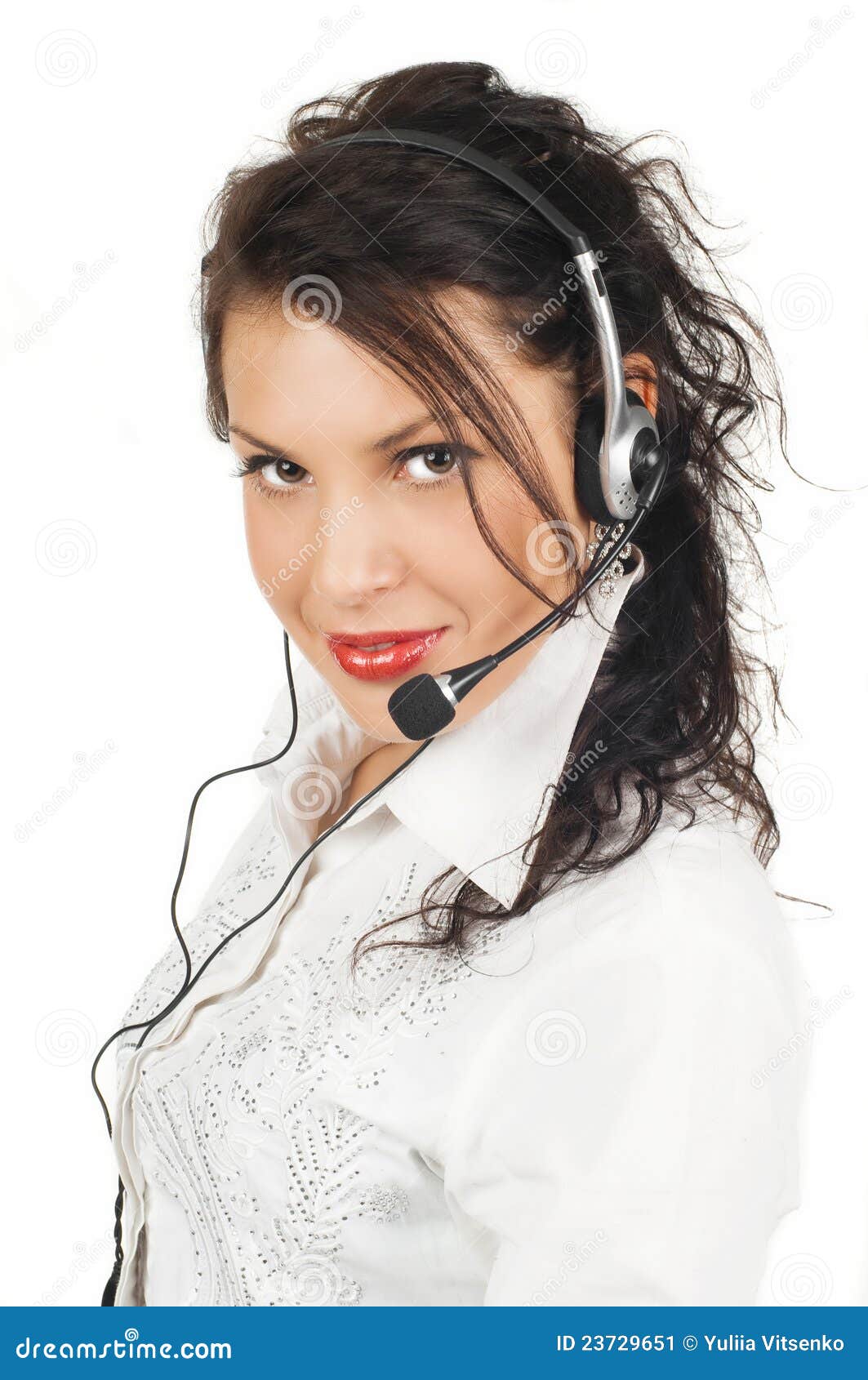Brunette Business Woman Operator of Service Stock Image - Image of ...