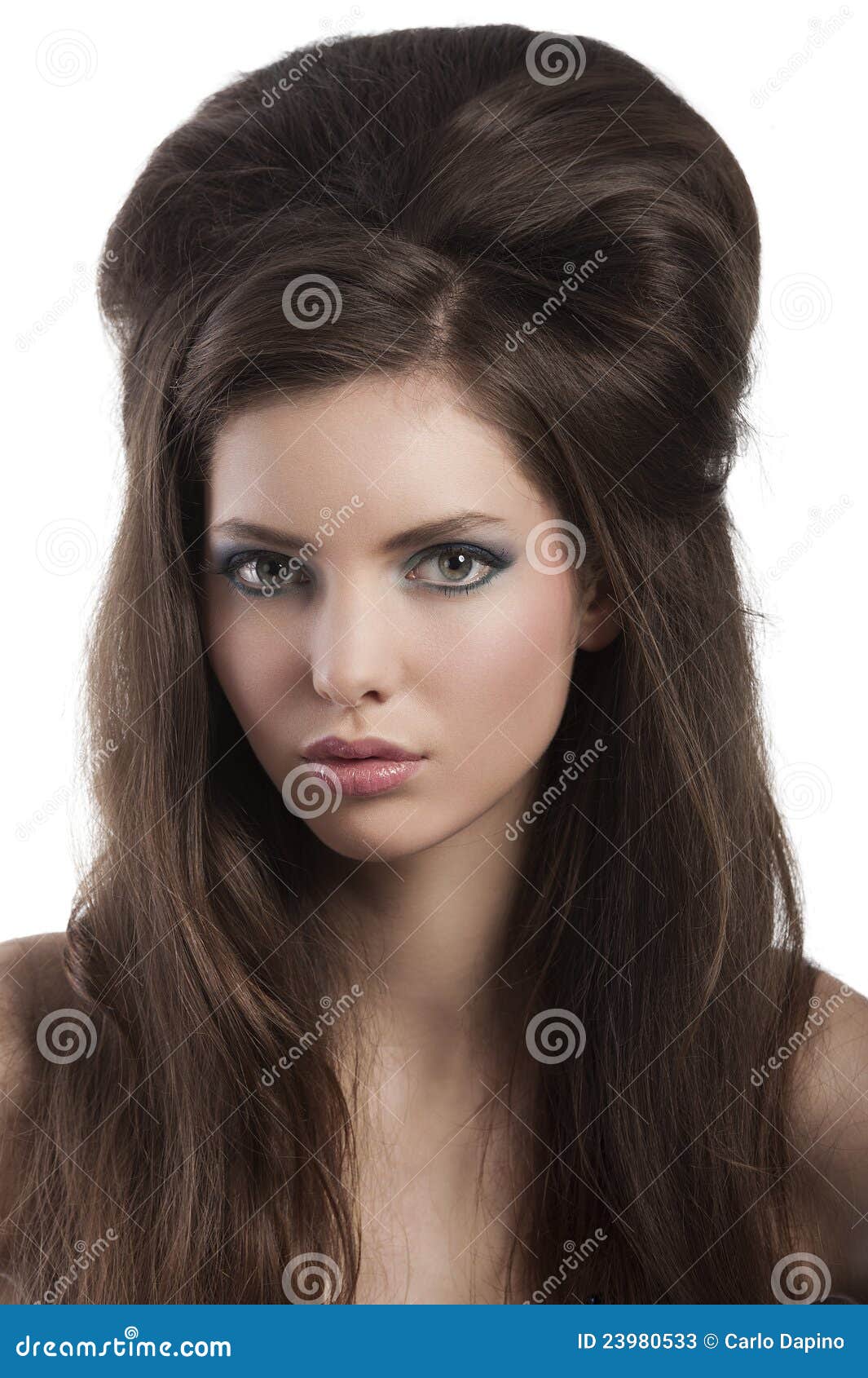 Brunette with Creative Hair Styling Stock Image - Image of creative ...