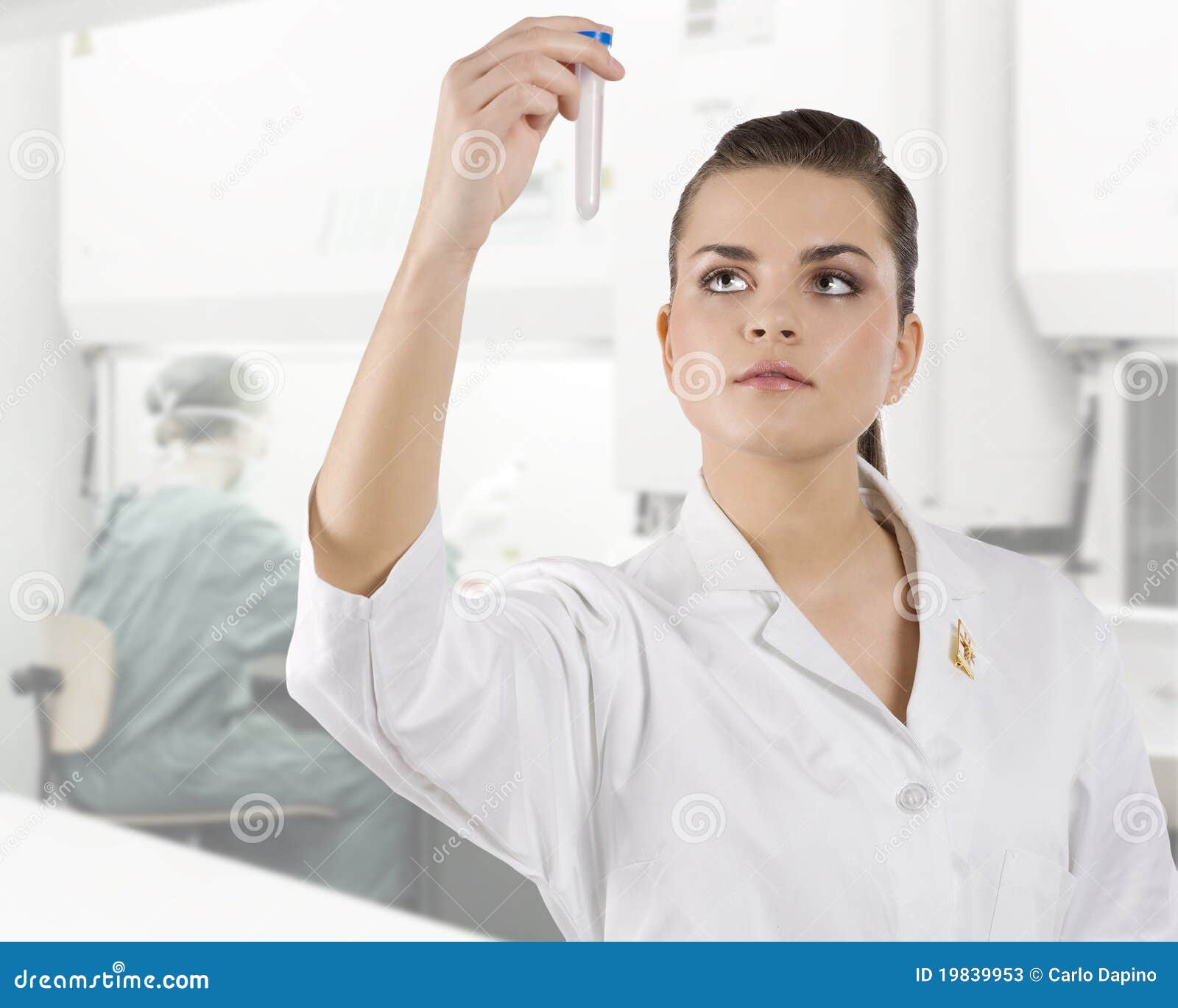 Brunette doctor testing stock image. Image of medicine - 19839953