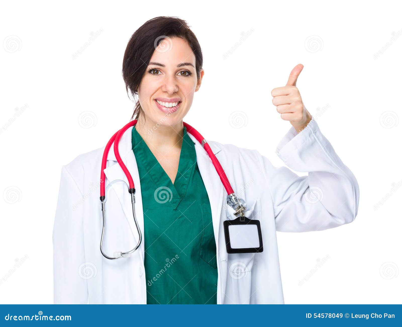 Brunette Doctor With Thumb Up Gesture Stock Image Image Of Beautiful Idea 54578049