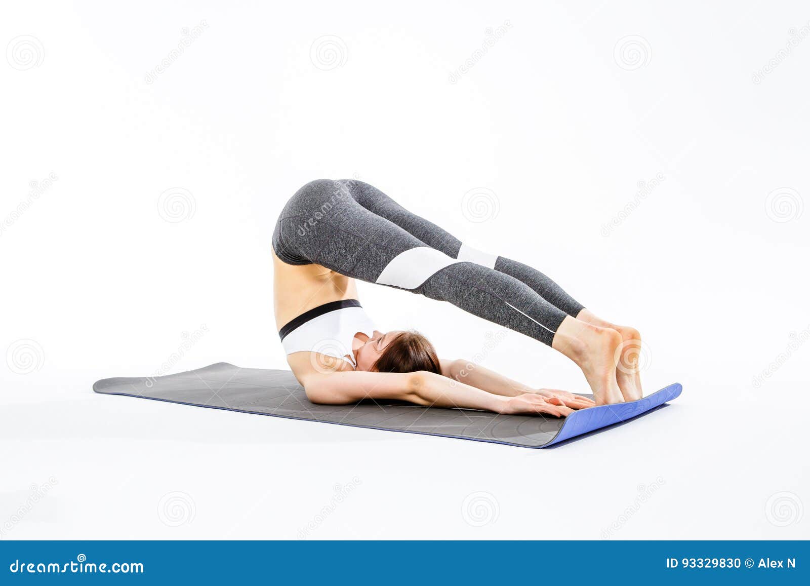 Brunette Doing Stretching on Rug Stock Photo - Image of athletic ...