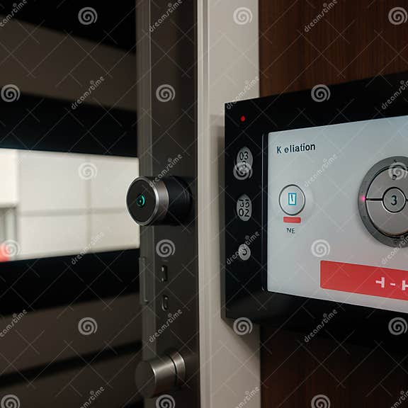 Brunette Entering Code on Keypad of Home Security Alarm Video Intercom ...