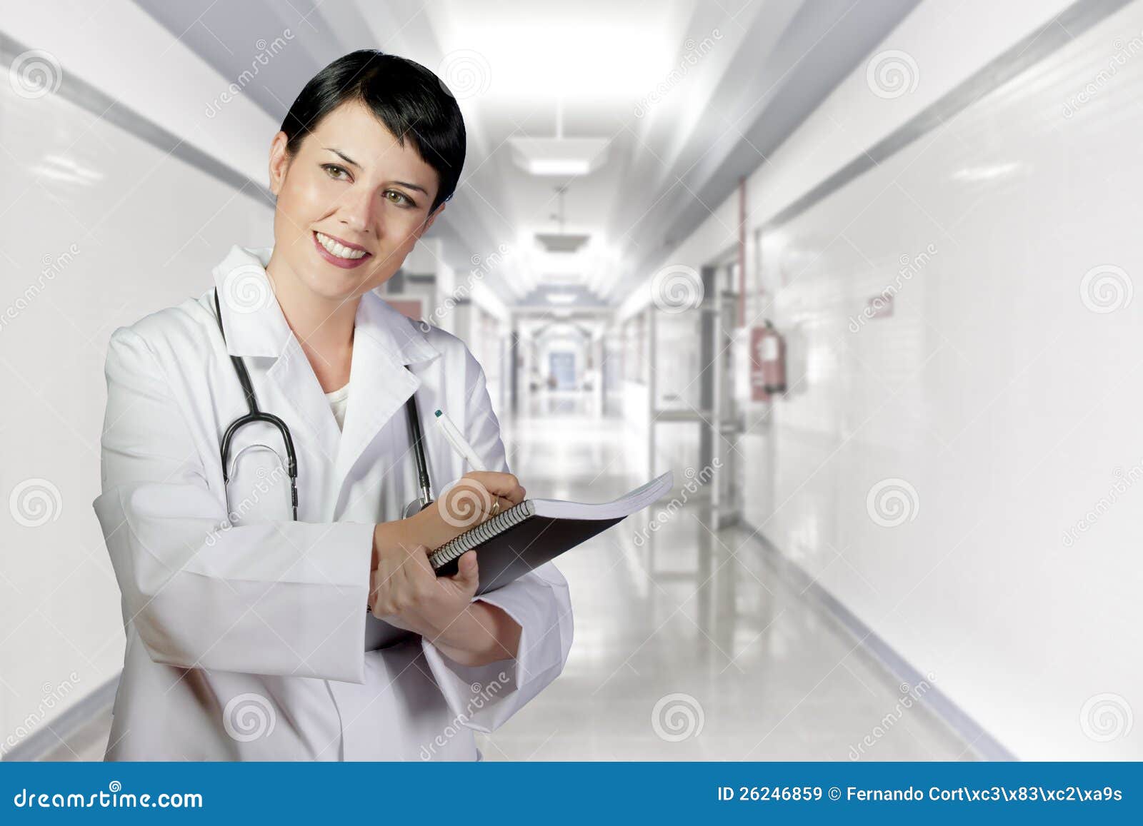 Brunette Female Doctor on Duty Stock Image - Image of background ...