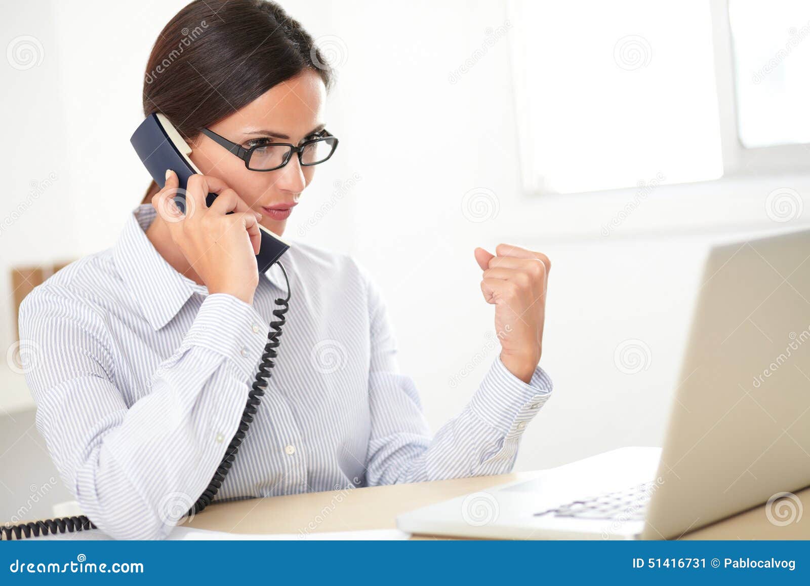 Brunette Female Executive Using the Phone Stock Image - Image of ...