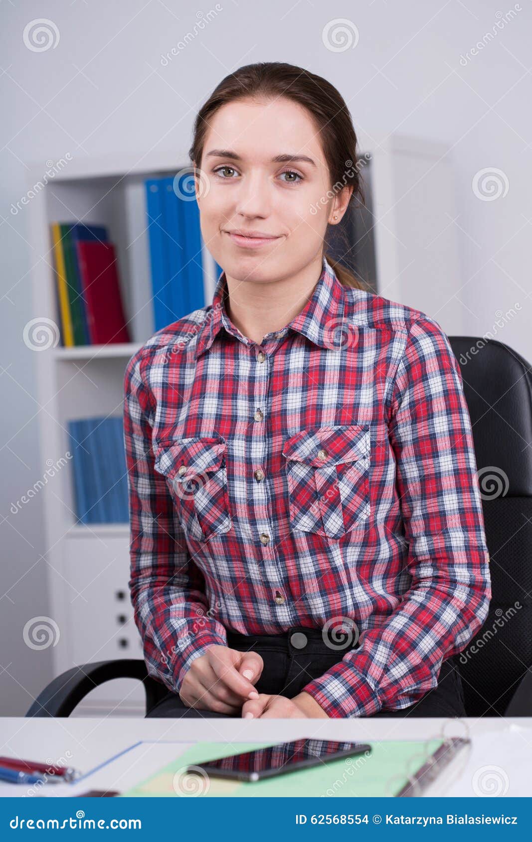 Brunette Female Manager in Office Stock Photo - Image of business ...